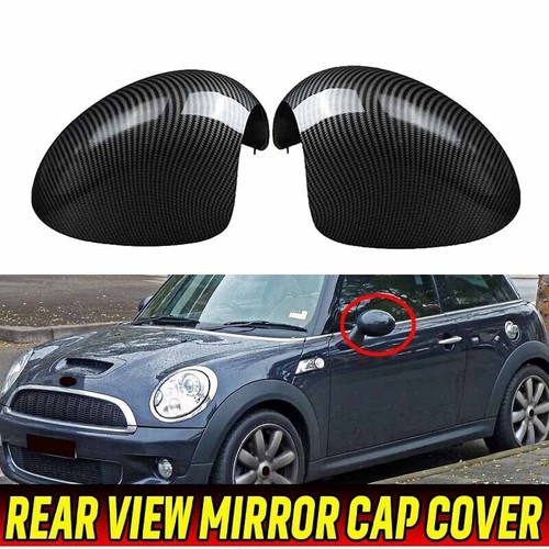 2Pcs Mirror Cover Caps Carbon Look For Mini Cooper R55 R56 R57 R58 R59 ...