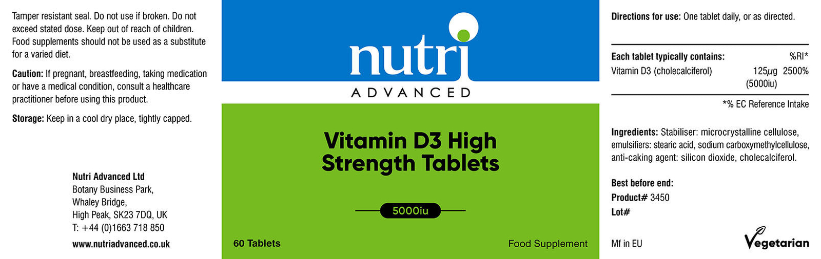 Nutri Advanced Vitamine D3 Haut Force Tablettes 60's (Anciennement D3 ...