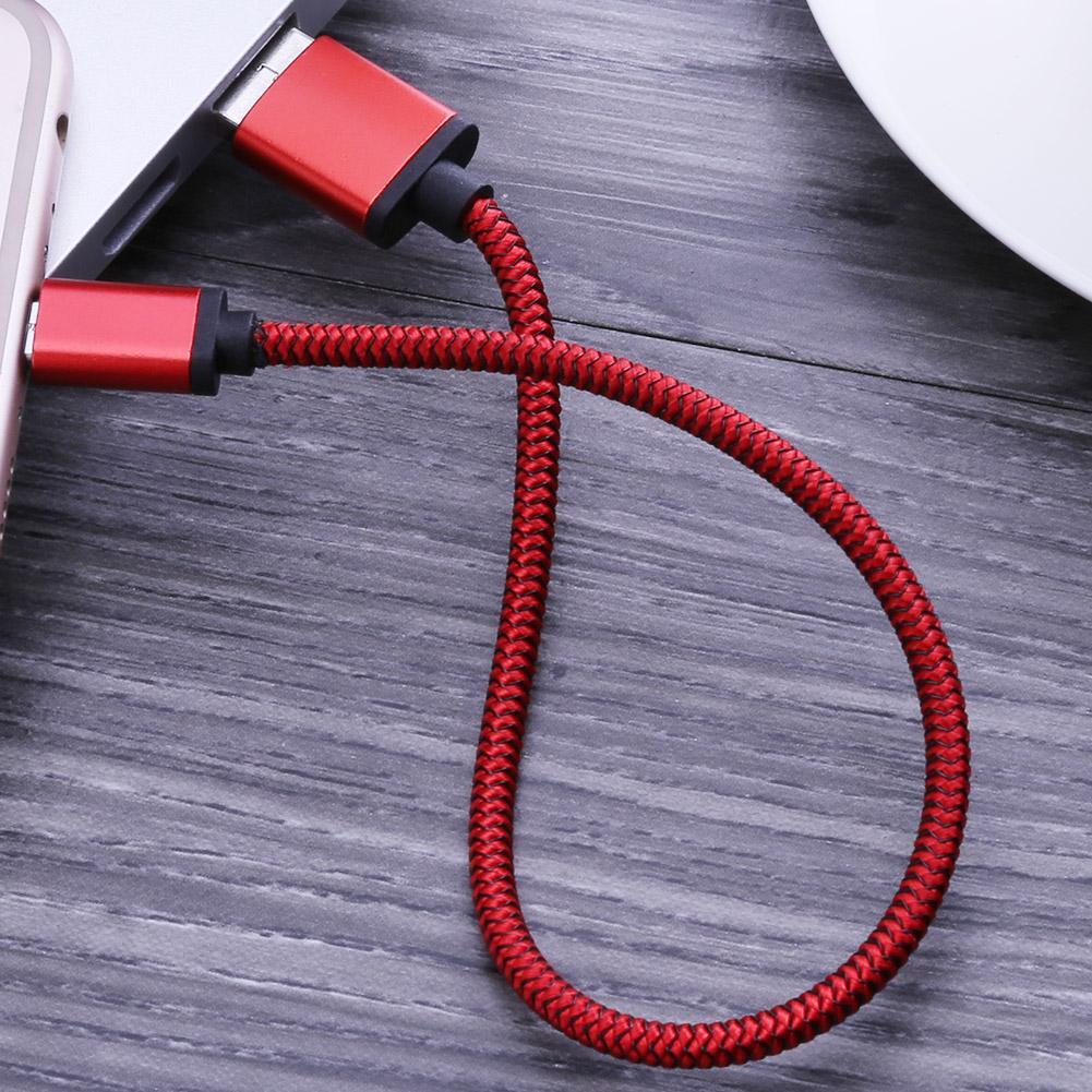 Short Micro USB Weaving Data Sync Charging Cable For Android Mobile(Red ...