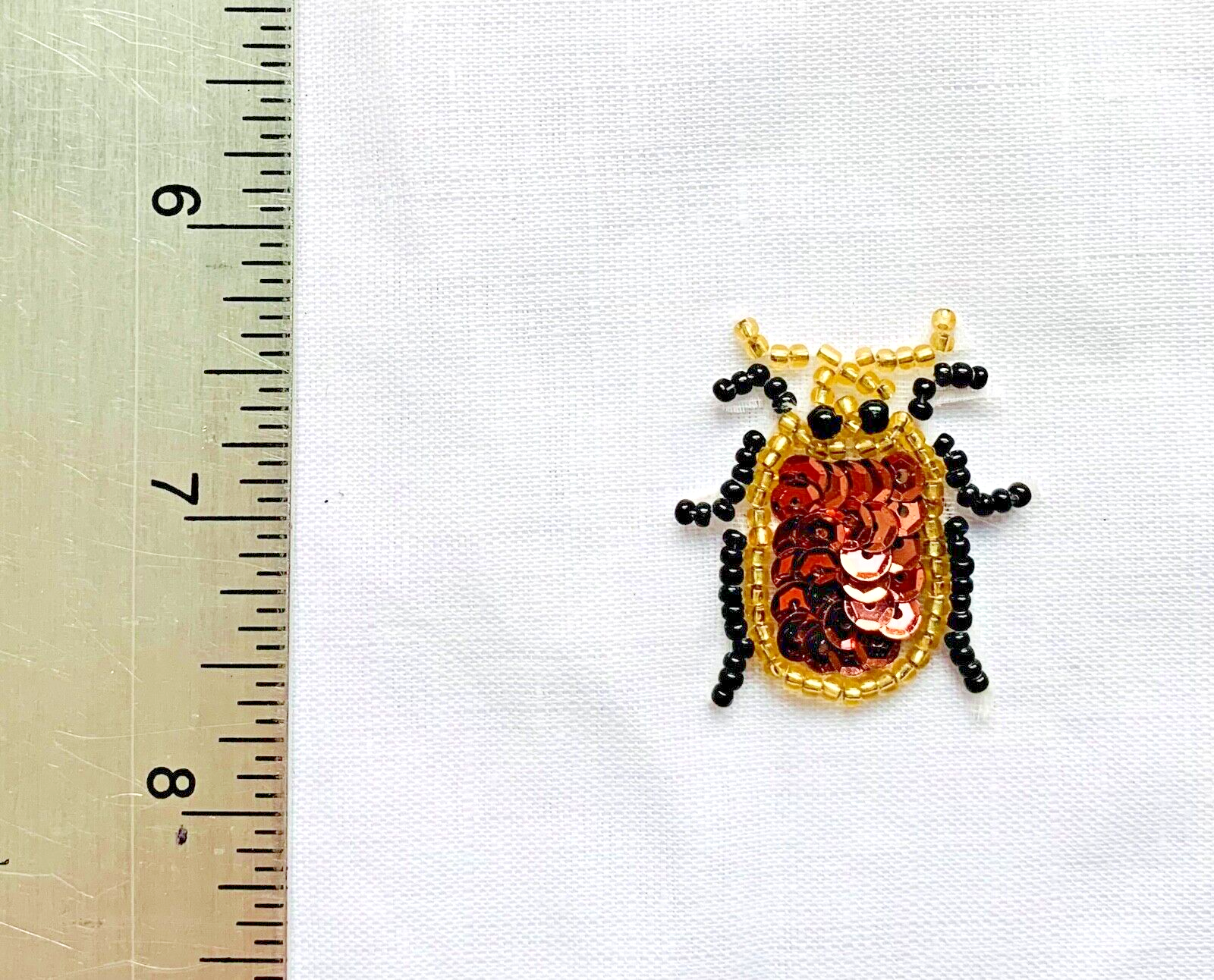 COOL NOS Vintage BEETLE Insect Bug Embroidered Bead Sequin Sew On ...