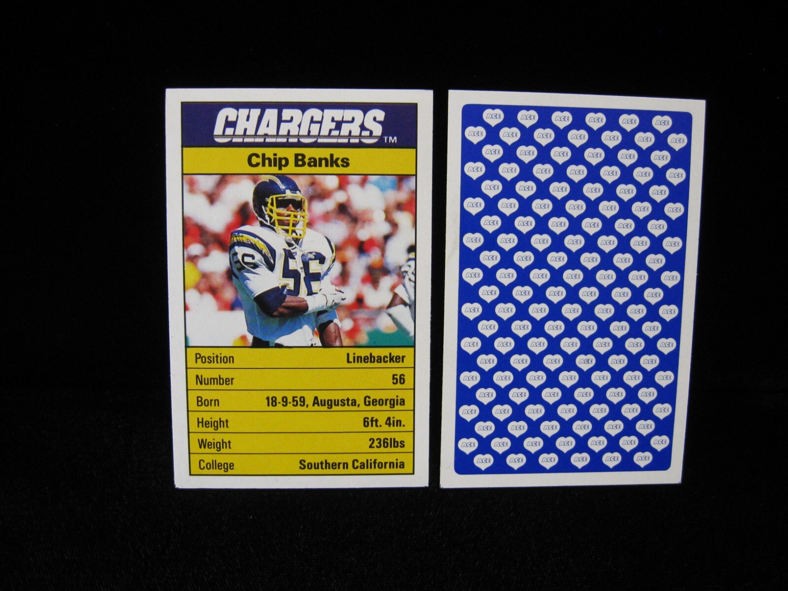 1988 Chip Banks San Diego Chargers "Ace Fact Pack" United Kingdom #56 ...