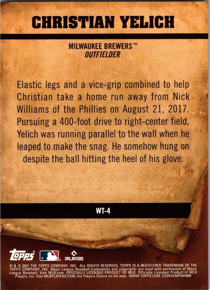 2021 Topps Big League Wanted Christian Yelich Milwaukee Brewers ...