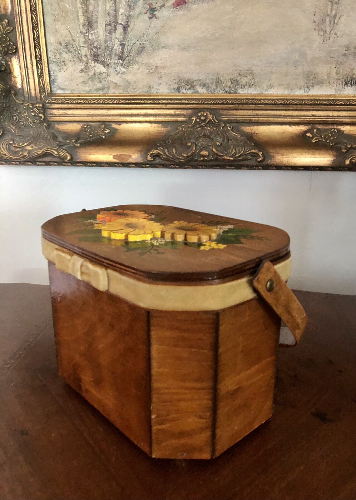 1960s 1970s Wooden Purse, Vintage Handpainted Handbag - Gem