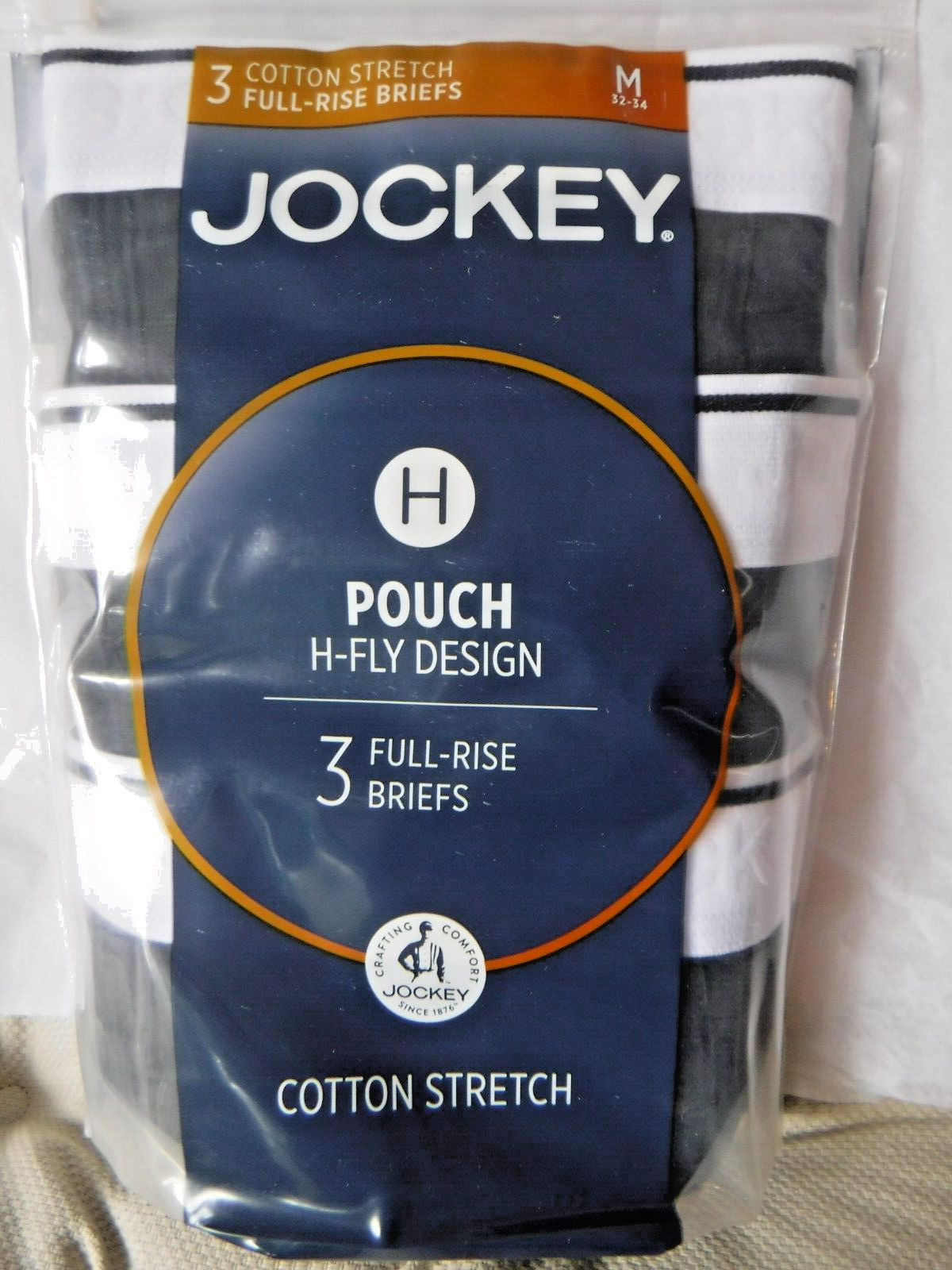 Jockey Pouch H Fly Design 3 Men's Full Rise Briefs M Black H fly 1145 ...