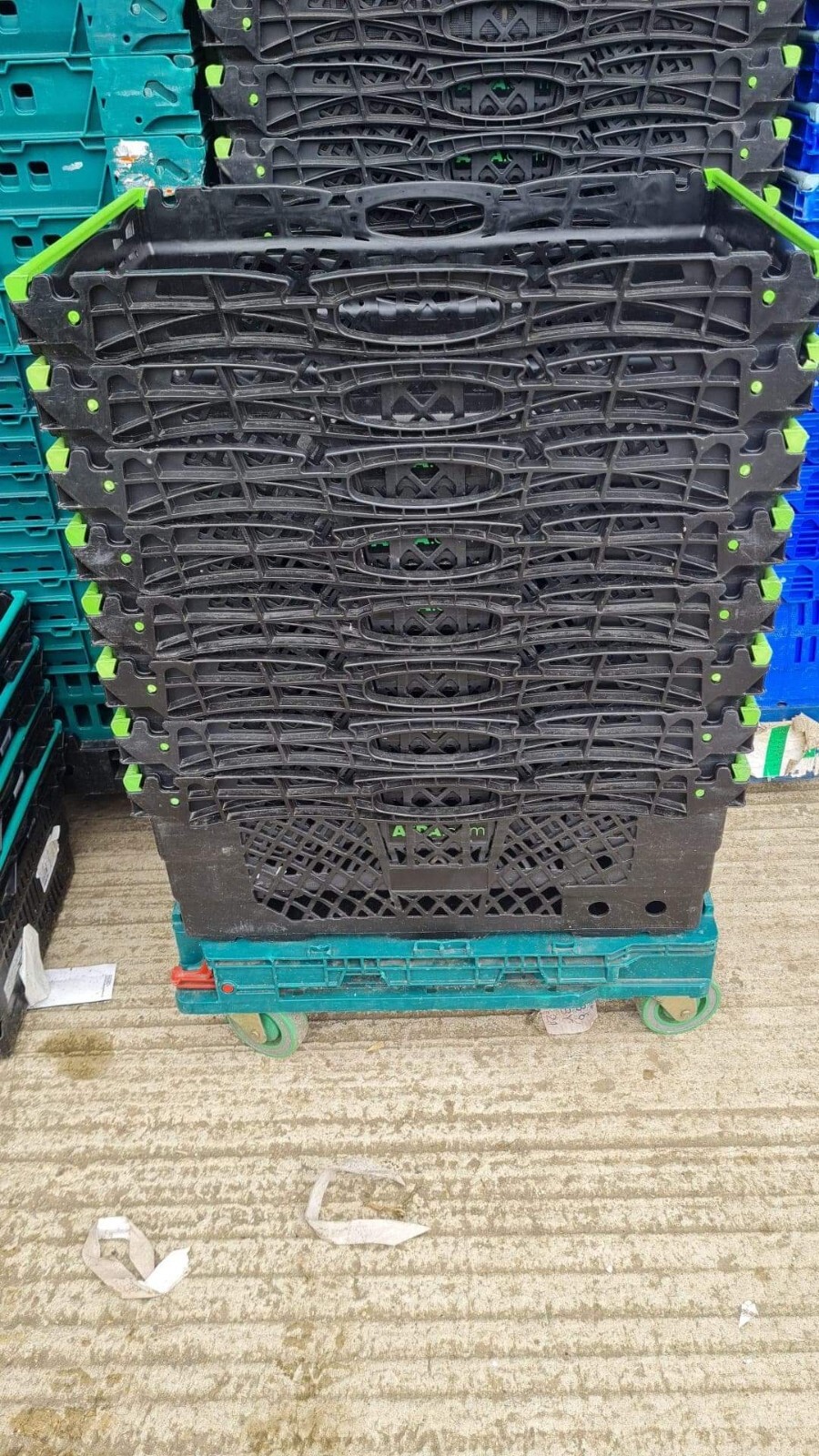 10 x DEEP PLASTIC BALE ARM TRAY / CRATE BOX 60-40-25CM STORAGE ...