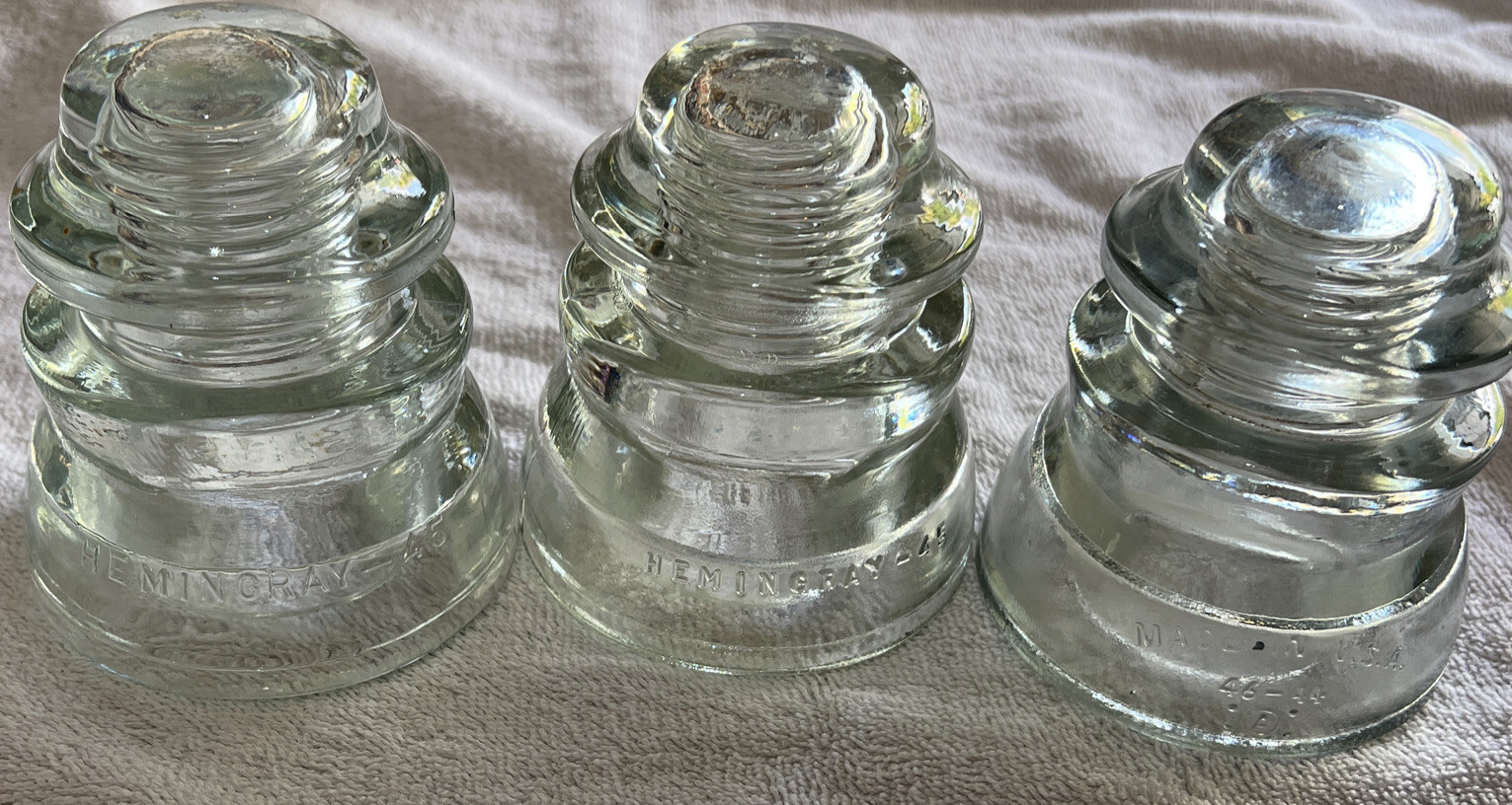 HEMINGRAY 45~Whitall Tatum Clear Glass Insulators -Lot of 3~ | eBay
