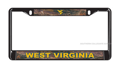 WVU WEST VIRGINIA Black Metal Camo License Plate Tag / Frame | eBay