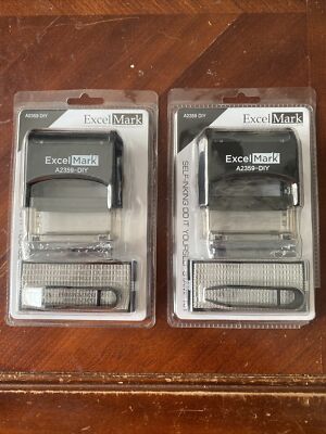 Two (2) ExcelMark Self-Inking Do It Yourself Stamps A2359-DIY Black Ink ...