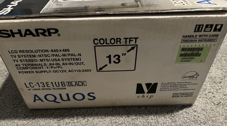 RARE Sharp Aquos LC-13E1UB” Liquid Crystal Television Gaming W/ Box ...