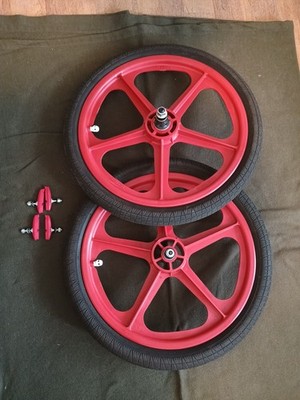 Skyway Tuff Wheel 20" Rims 9 Tooth Driver- Red Complete Wheels W/ Tubes ...
