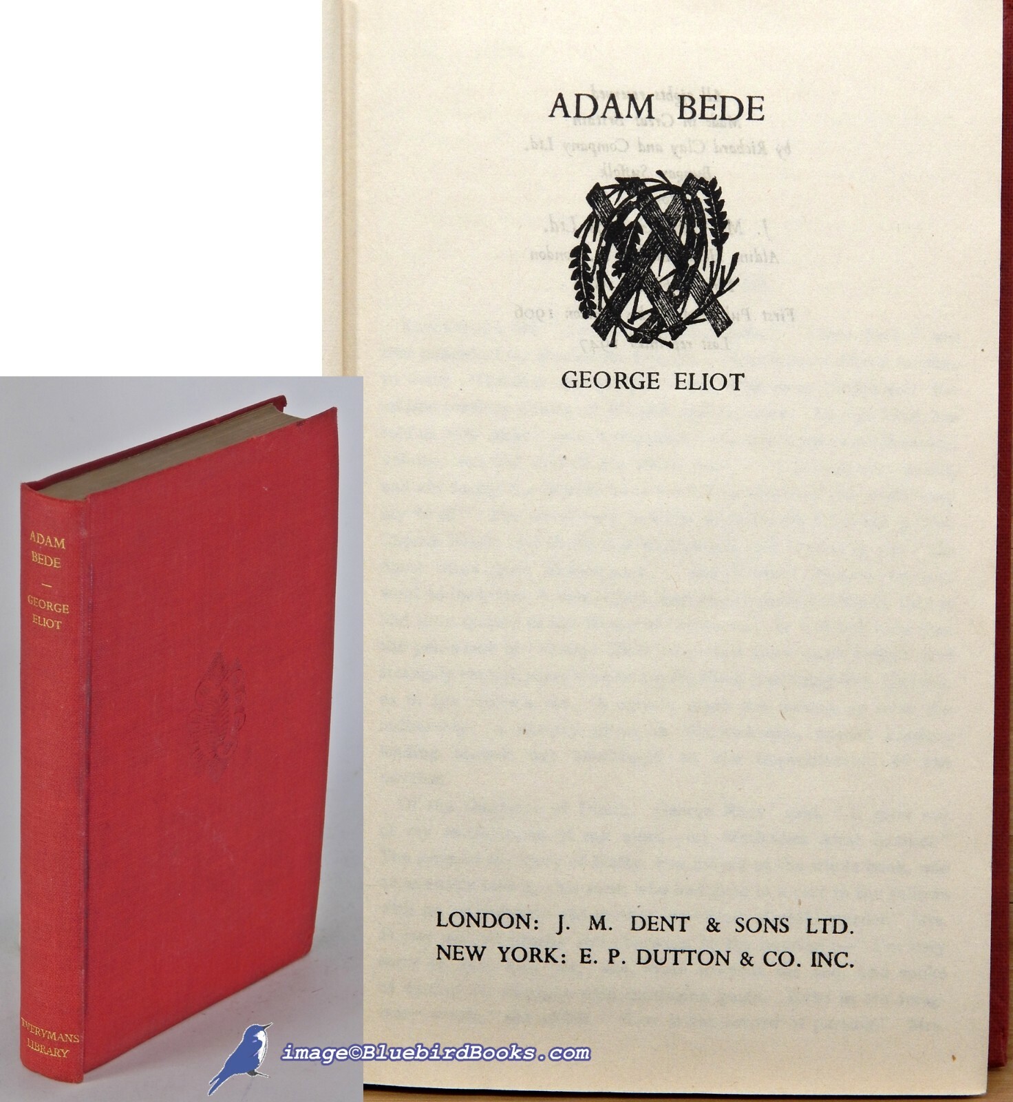 Adam Bede by George ELIOT Very Good Everyman's Library hardcover 84854 ...