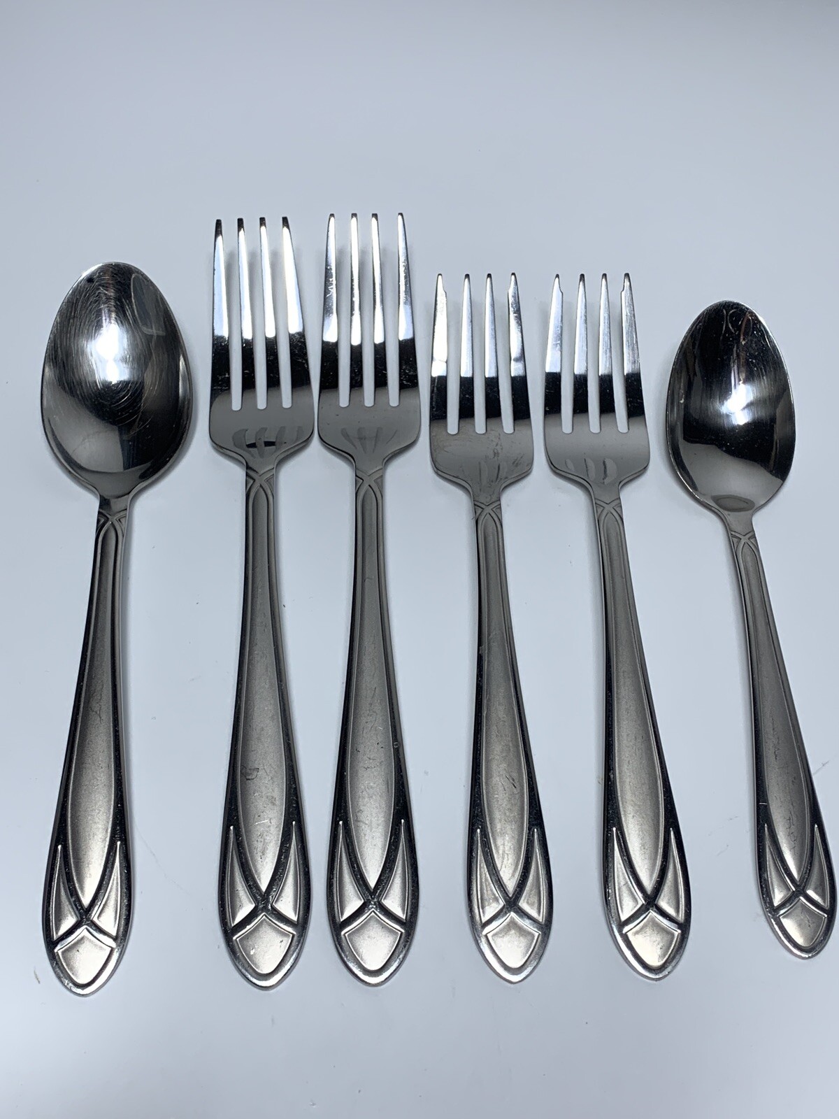 Pfaltzgraff Mirage Frost Flatware Lot Dinner Fork Salad Teaspoon Soup ...