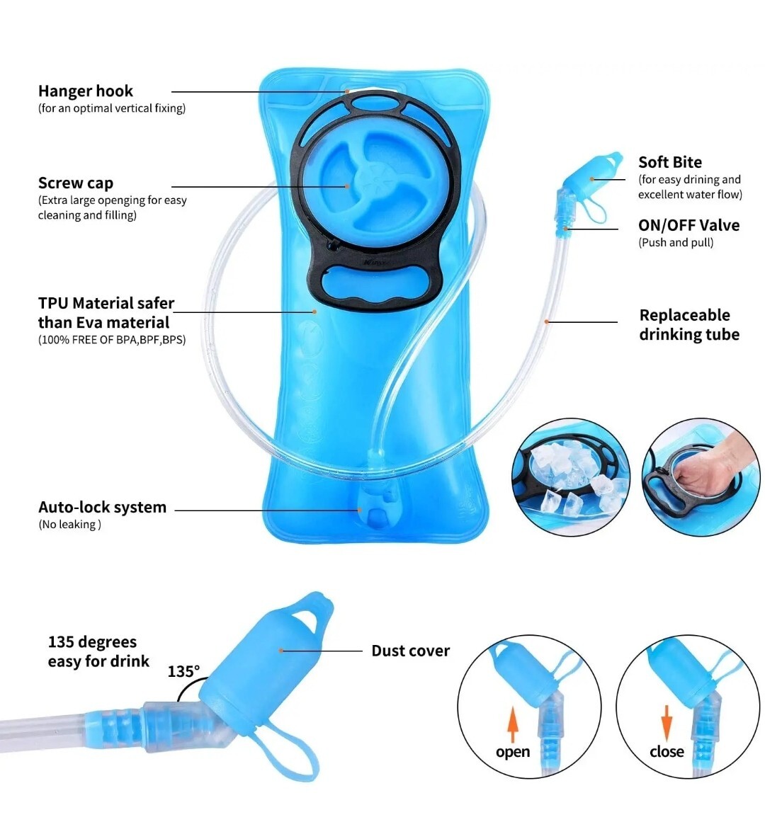 KUSTAR Hydration Pack 2L WATER Bladder Outdoor Backpack Leak-Proof ...