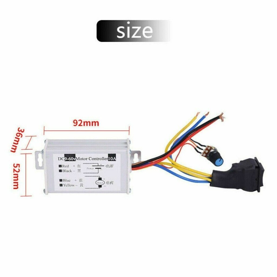 DC 9-60V 12V 24V 36V 48V 20A PWM Motor Speed Controller CW CCW Reverse ...