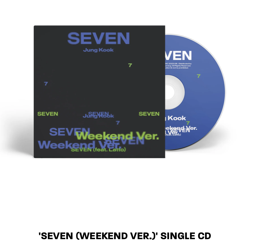 BTS Jungkook Official Seven Single CD / Weekday Ver / Weekend Ver ...