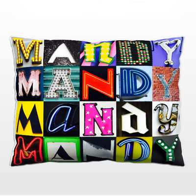 Personalized Pillow featuring the name MANDY in photos of sign letters ...