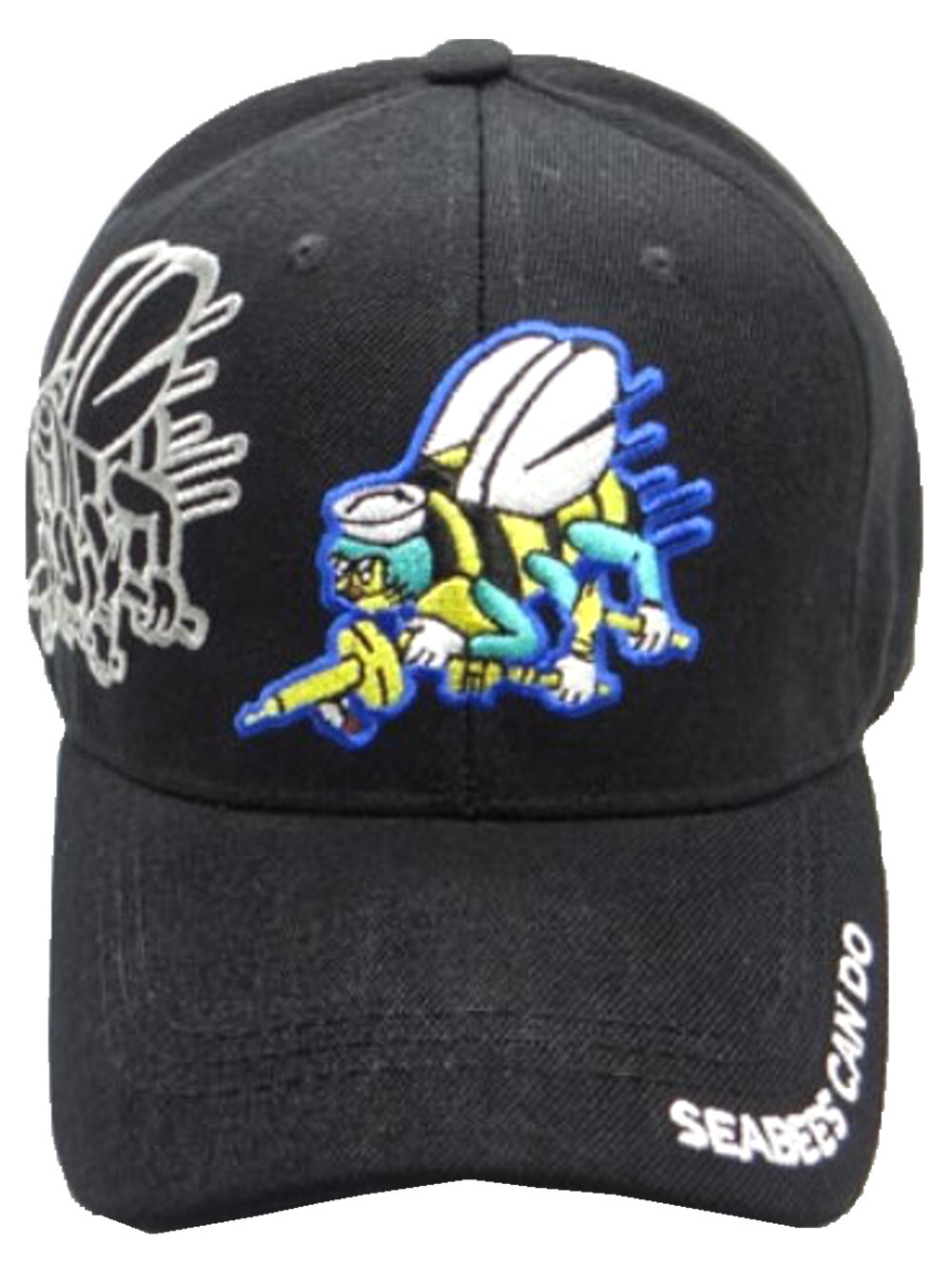 US Navy, Seabee Emblem, Emblem shadow, "Seabees Can Do" on bill, black ...
