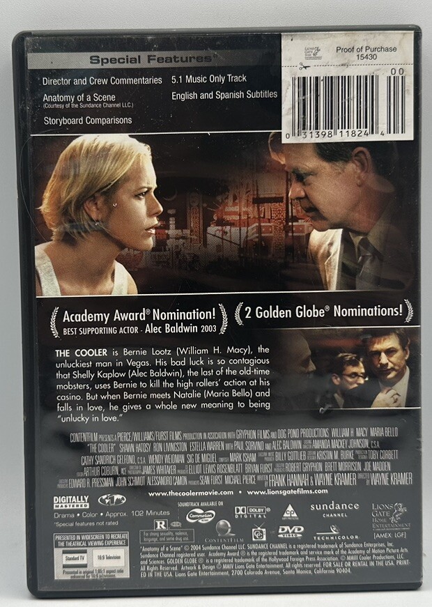 The Cooler DVD Widescreen William H Macy Maria Bello Alec Baldwin 2004 ...