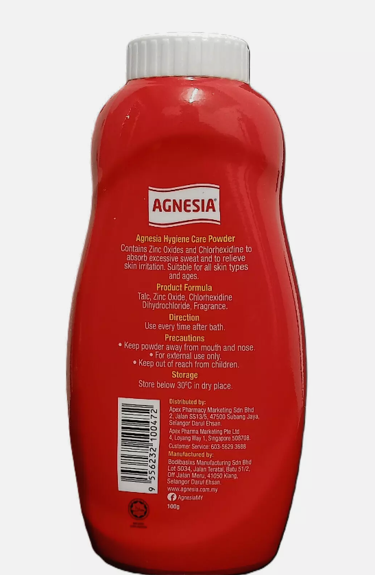 1 X AGNESIA Hygiene Care 100g Antibacterial Dusting Body Powder Absorb ...