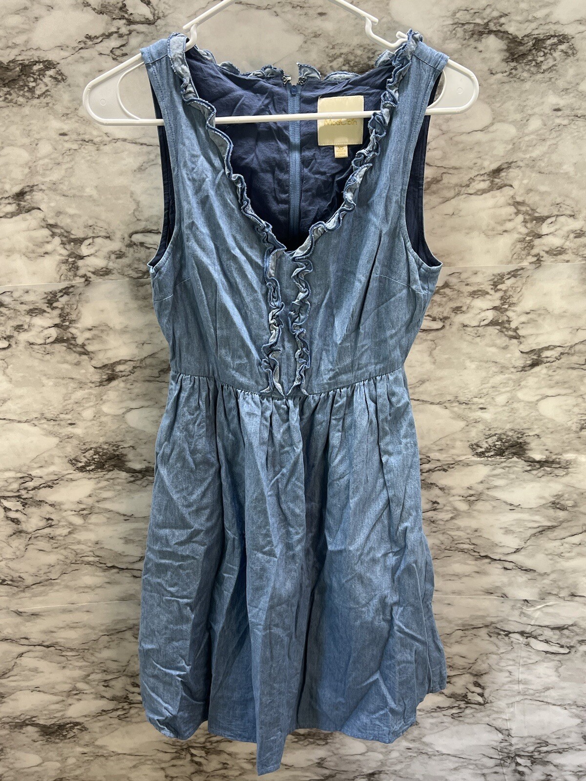 ModCloth Namesake Label Chambray Ruffle Dress XS Deni… - Gem