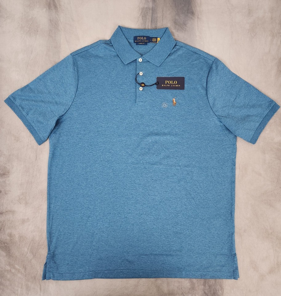 Polo Ralph Lauren Classic Fit Soft Touch Blue Polo Shirt Men's Size ...