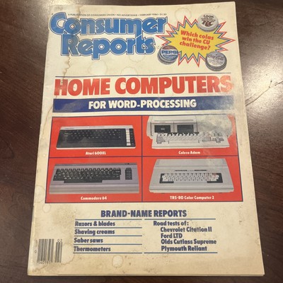 Consumer Reports Feb 1984 Home Computers Commodore 64 Coleco Atari ...
