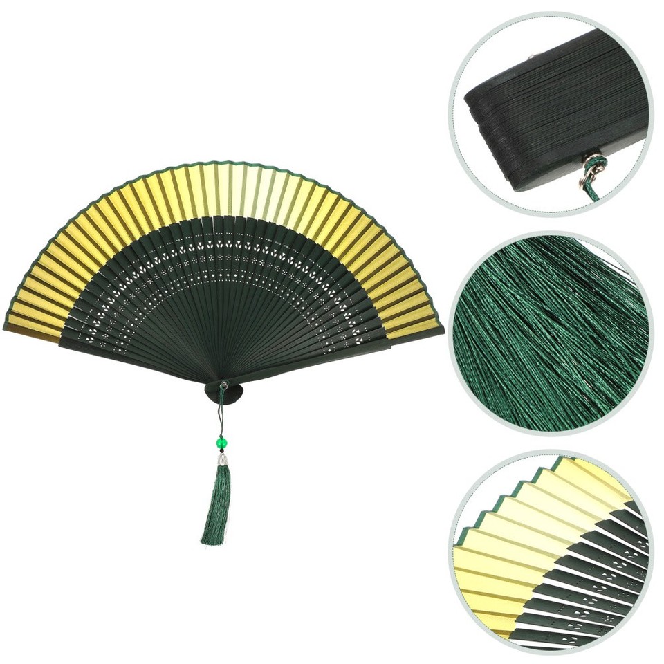 Chinese Style Hand Fan with Tassel Folding Fan Chinese Style Bamboo ...