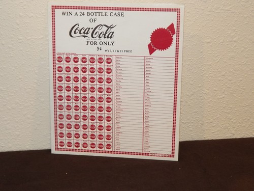 Vintage COCA-COLA Win 24 Bottle Case Punch Card Game UNPUNCHED EC | eBay