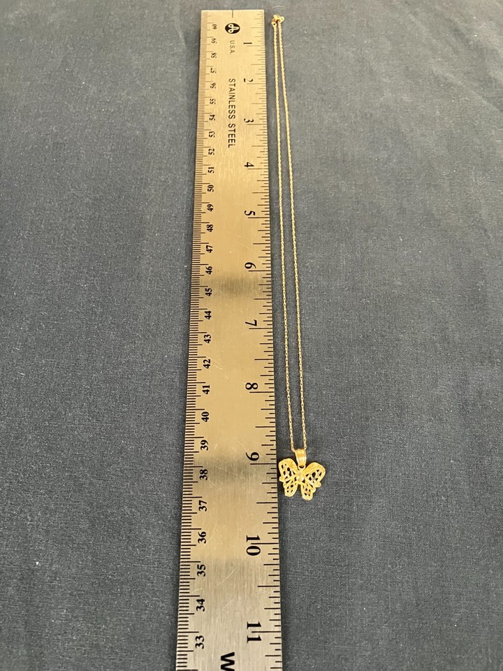 14k Yellow Gold~Filigree Butterfly Pendant with 18" Chain Necklace | eBay