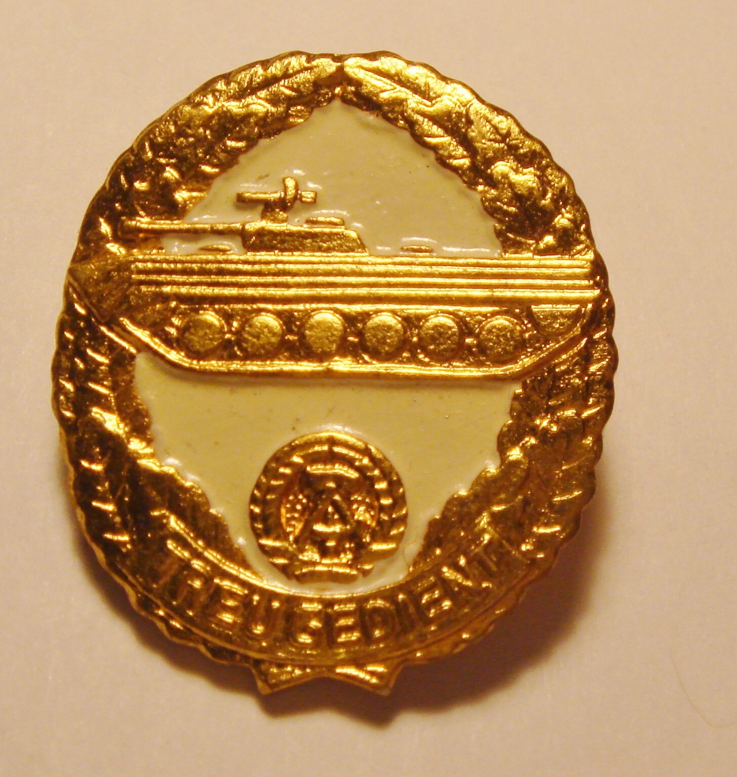 Vintage original German GDR BMP TANK Badge Needle pin "Treu Gedient ...