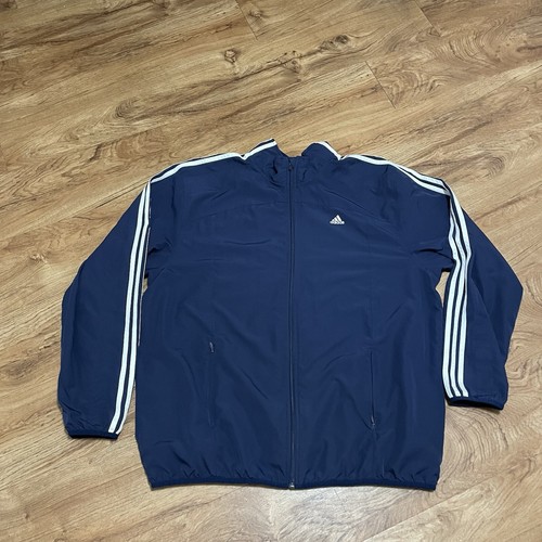 Adidas ClimaProof Blue White Track Jacket Mens Size XL Workout Jogging ...