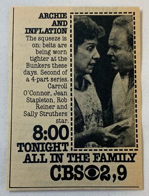 1974 small CBS tv ad ~ ALL IN THE FAMILY Archie And Inflation | eBay