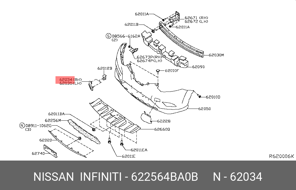 Genuine OE Finisher Front Bumper Right Hand 622564BA0B , 62256-4BA0B | eBay