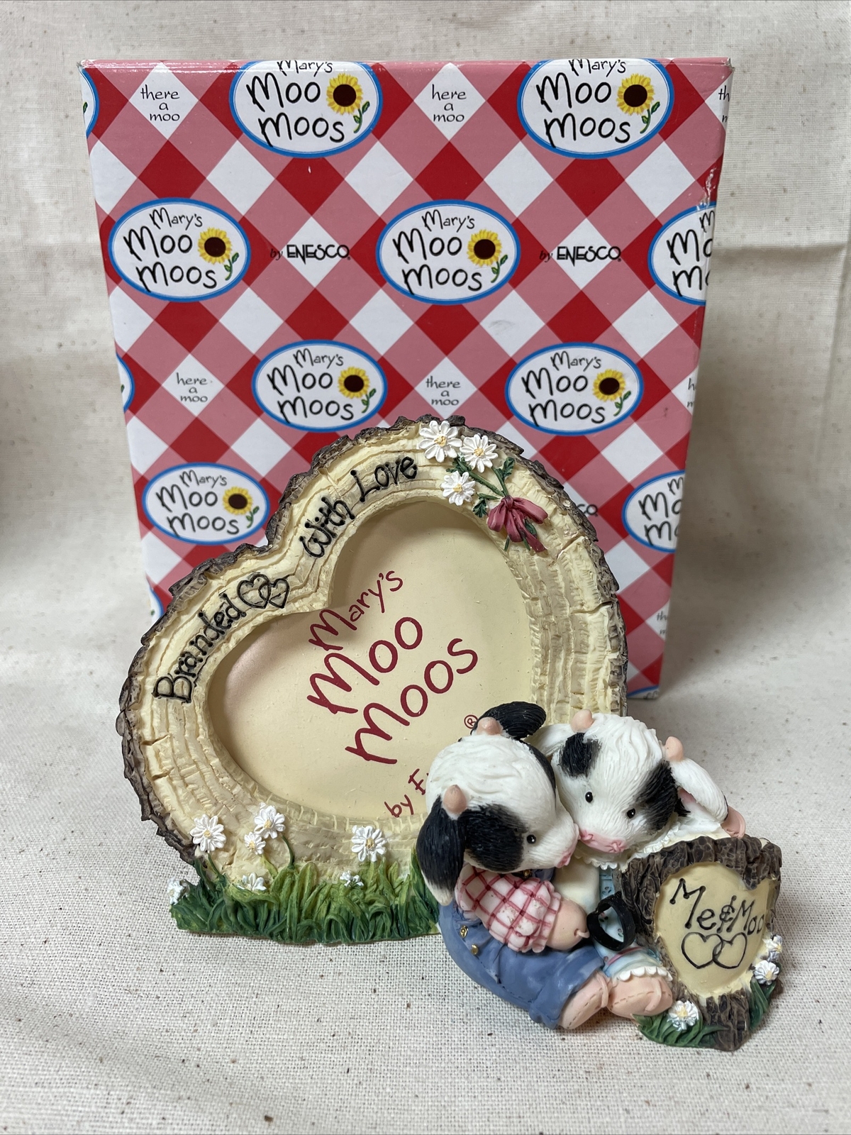 Mary's Moo Moos Cow Couple Photo Frame "Branded With Love" - (NEW) 1996 ...