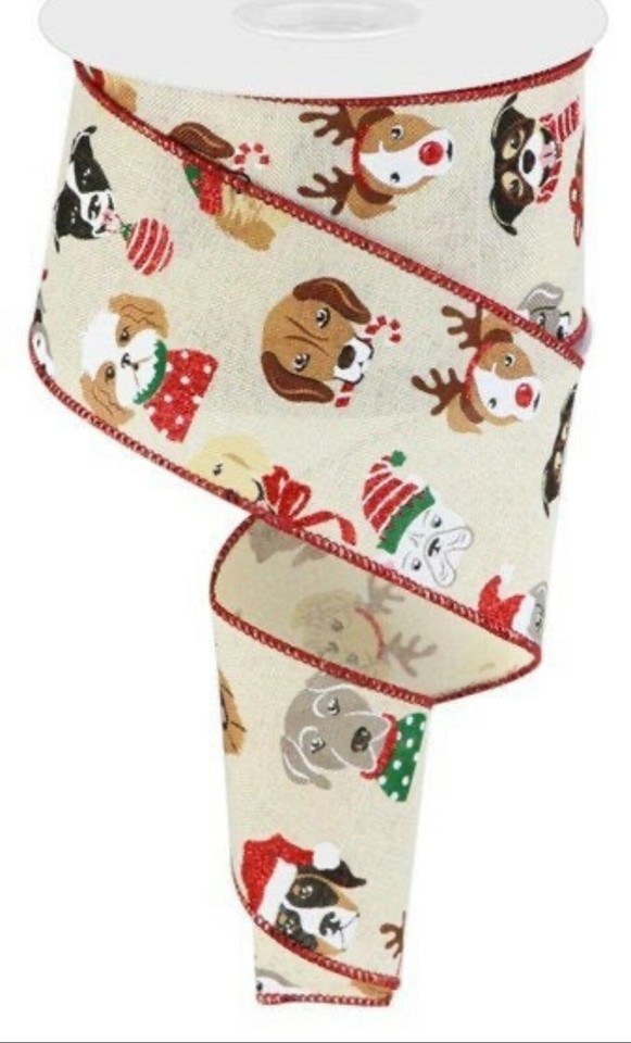 Holiday Christmas Dog Breeds Dogs Pit Terrier Lab Wired CREAM 2.5 ...