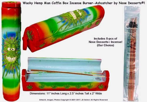 Rasta Happy Leaf Wizard Coffin Box Stick Cone Incense Burner Ashcatcher ...