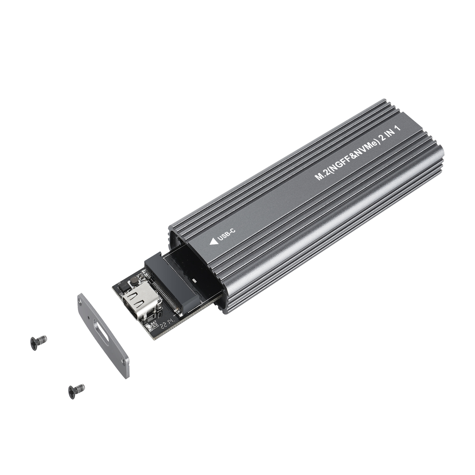 M.2 to USB Type-C Hard Drive Enclosure Case for NVME PCIE NGFF SATA M/B ...