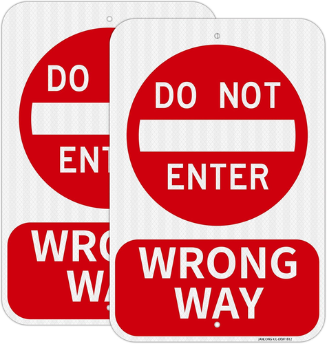 Do Not Enter Wrong Way Signs-2 Pack, 18x12Inch Aluminum Do Not Enter ...
