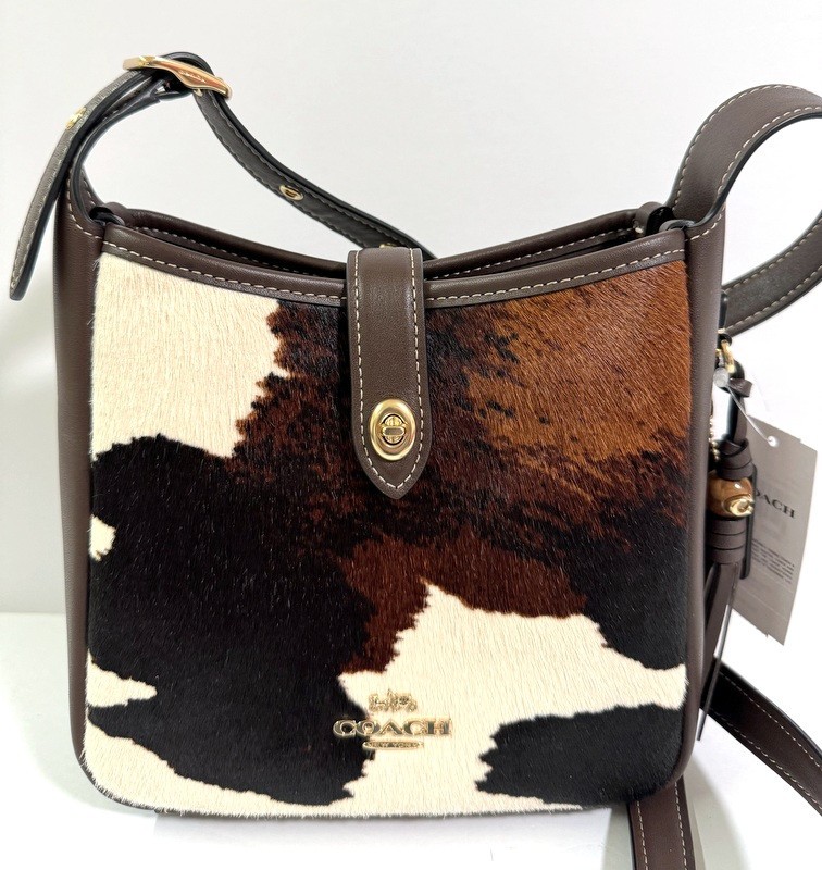 Coach Hadley Cow Print Mini Crossbody Bag Printed Haircalf + Leather ...