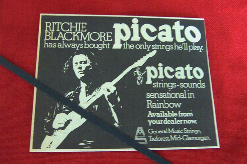 RITCHIE BLACKMORE RAINBOW PICATO GUITAR STRINGS 1976 ORIGINAL VINTAGE ...