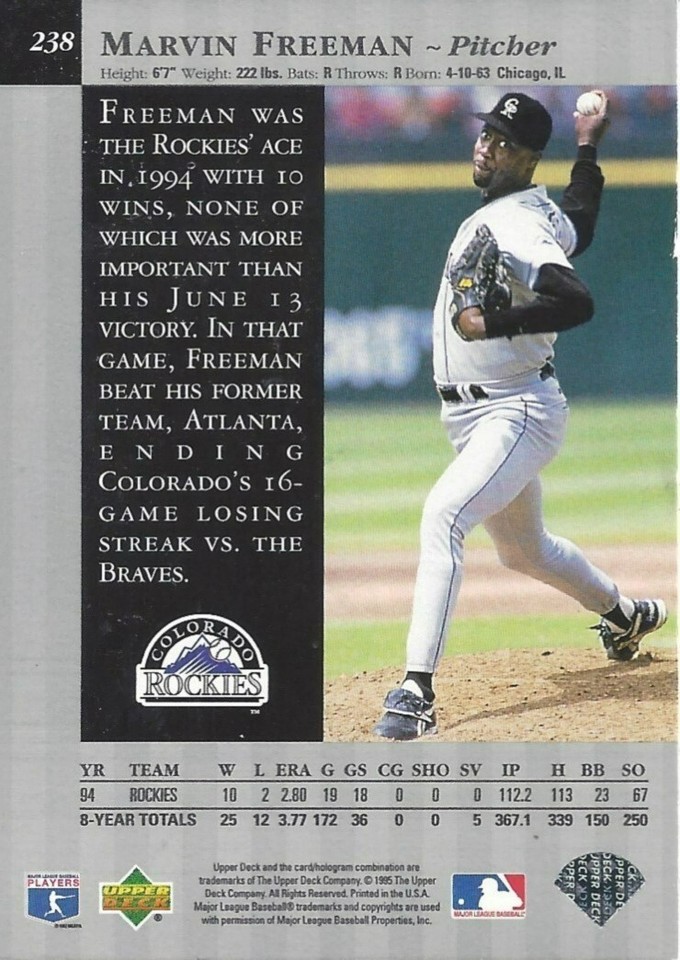 1995 Upper Deck Special Edition Marvin Freeman 238 Rockies | eBay