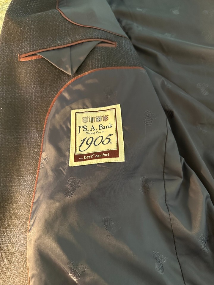 Jos A. Bank Blue Plaid Check Wool Tailored Fit Blazer Sport Coat Jacket ...