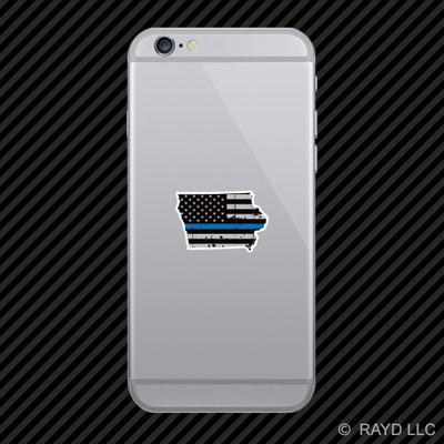 Distressed Thin Blue Line Iowa State Shaped Subdued US Flag Cell Phone ...