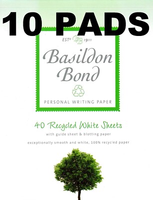 [ 10 PADS ] Basildon Bond Writing Pad Set 40 White Paper Sheets ...