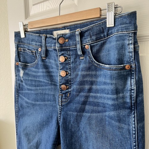 Madewell 10 High Rise Button Front Skinny Jeans Size 29 Raw Hem Womens ...