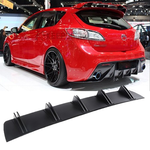 Black Rear Bumper Lip Diffuser Splitter Shark Fins For Mazda 2 3 5 6 ...