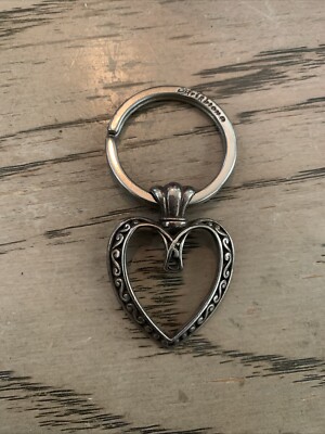 BRIGHTON Ellington Double Heart Keychain Fob Silver Plated Missing ...