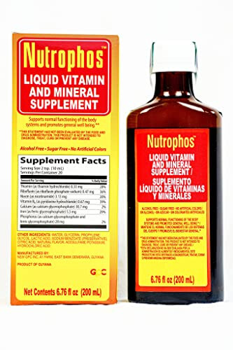 Nutrophos Liquid Dietary Supplement B Vitamin Minerals 6.76oz (200ml ...