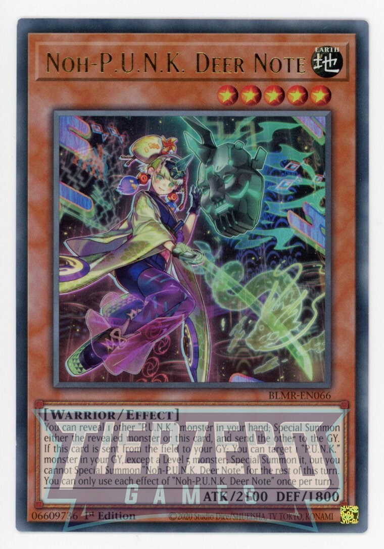 Yugioh Noh-P.U.N.K. Deer Note BLMR-EN066 Ultra Rare 1st Edition Near ...
