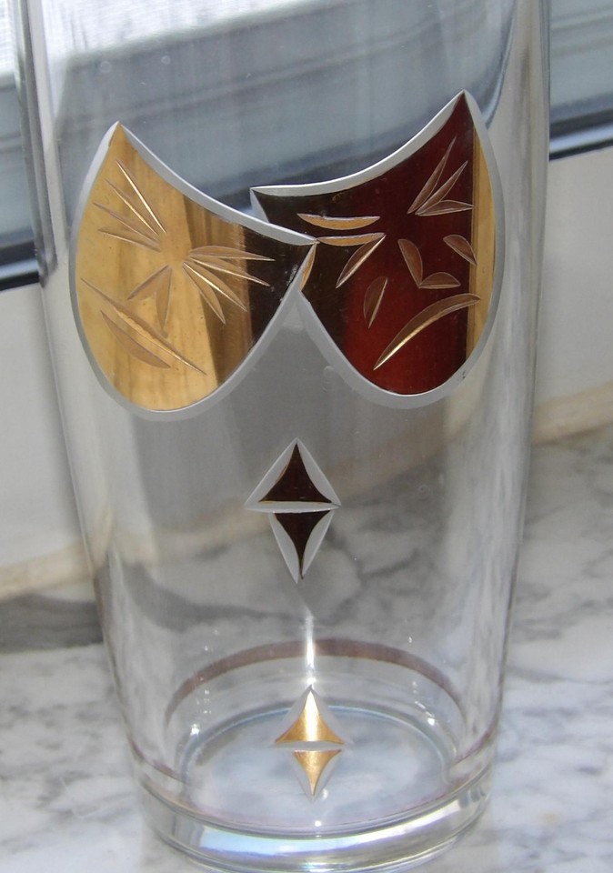 MCM Cocktail Shaker and 4 Shot Glasses Gold Theater Masks Comedy ...